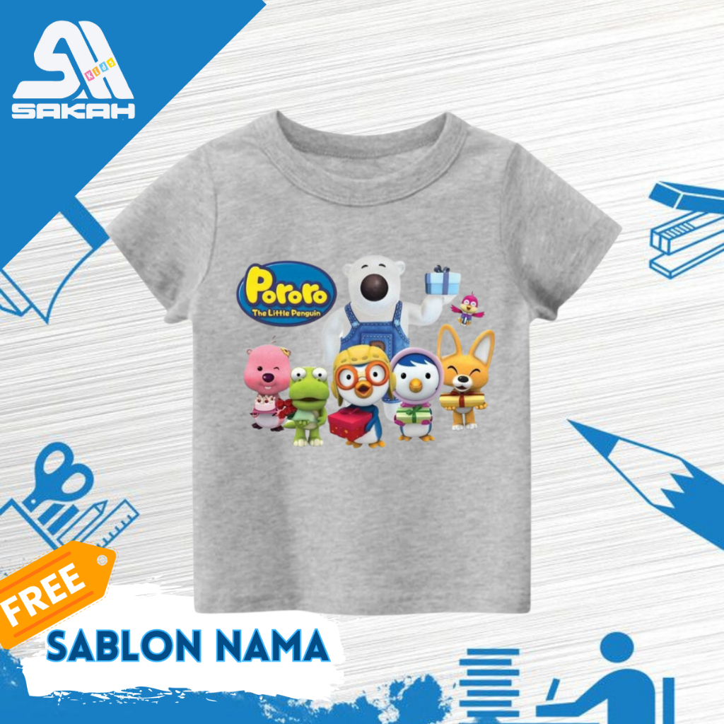 Jual Kaos Anak Custom Nama Combed 30s Gambar Pororo Untuk Anak dan Hadiah Anak Laki-Laki dan ...