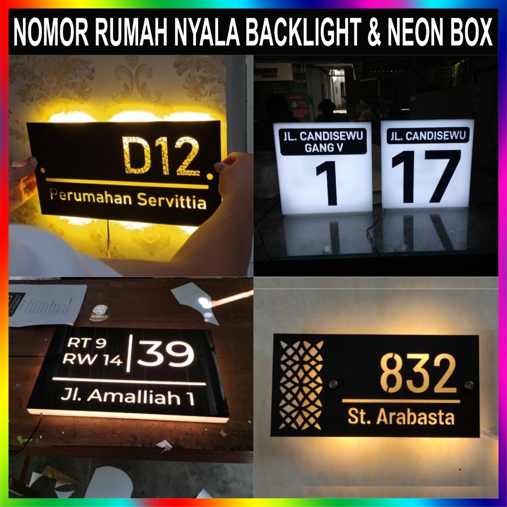 Jual Sign Board Nomor Rumah LED Neon Box & Backlight Modern Eksklusif ...