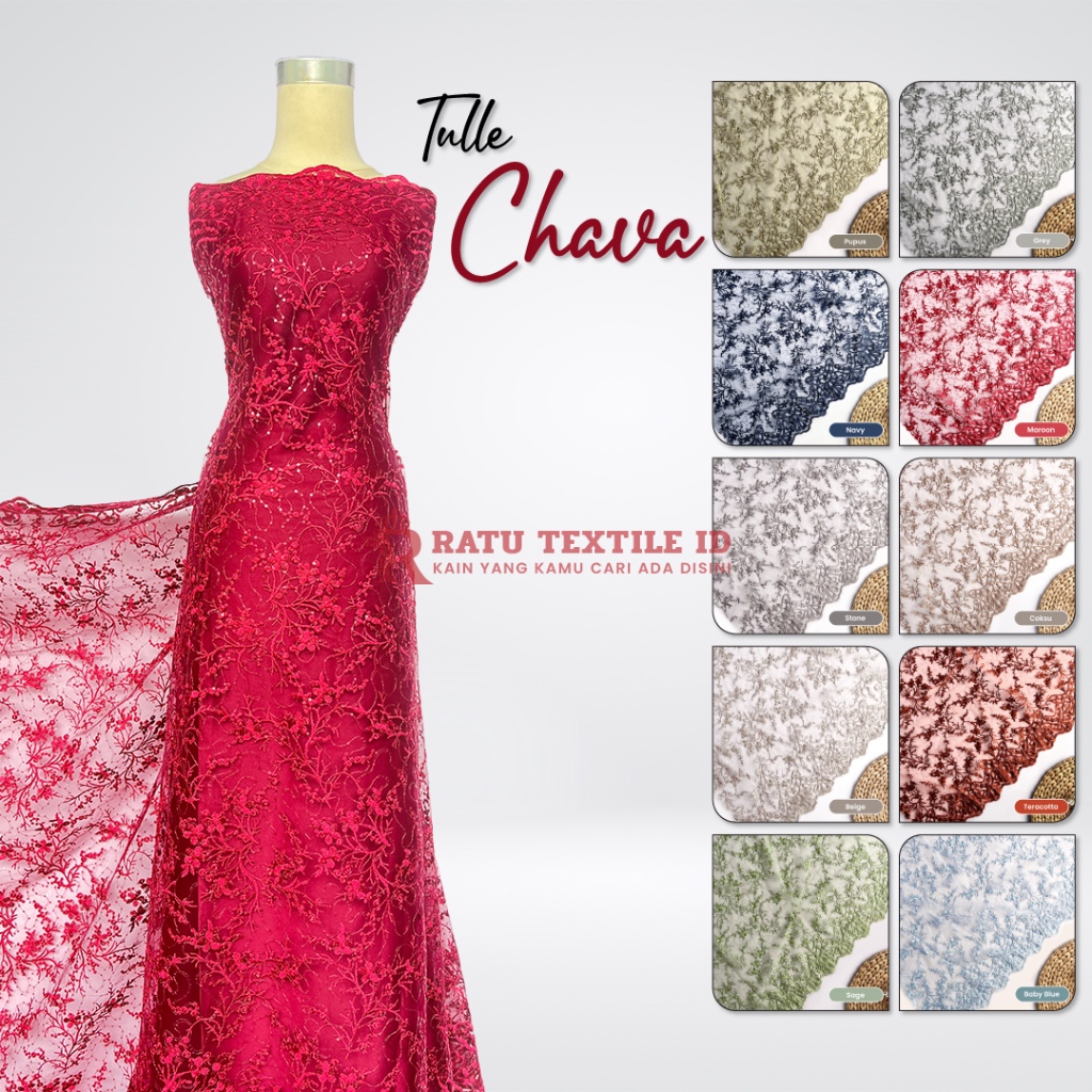 Jual Kain Tulle Kain Tile Bordir Kain Brokat Tile Perancis bahan Kebaya ...