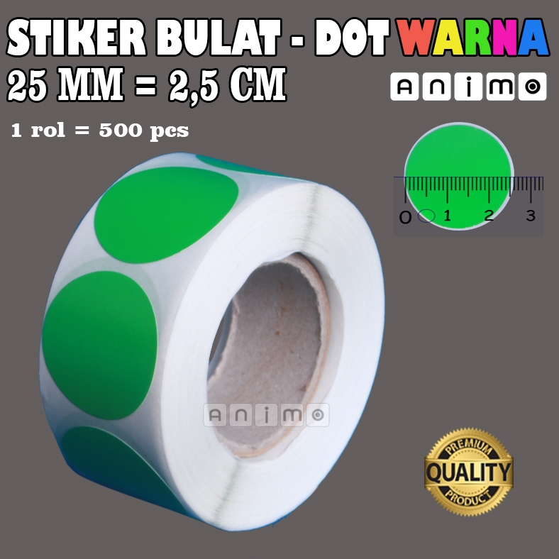 Jual Stiker Bulat Warna - COLOR DOT STICKERS - ROL 25 MM = 2,5 CM ...