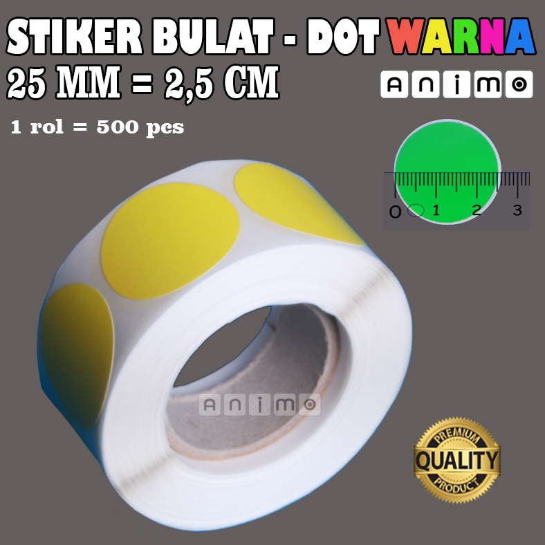 Jual Stiker Bulat Warna - COLOR DOT STICKERS - ROL 25 MM = 2,5 CM ...