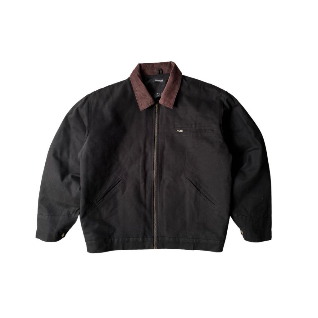 Jual Timbre Work Jacket Quilted Black Collar Brown | Shopee Indonesia