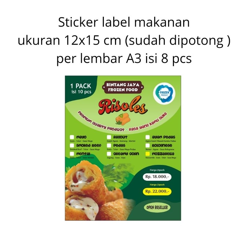 Jual sticker label makanan custom desain sudah dipotong tinggal tempel ...