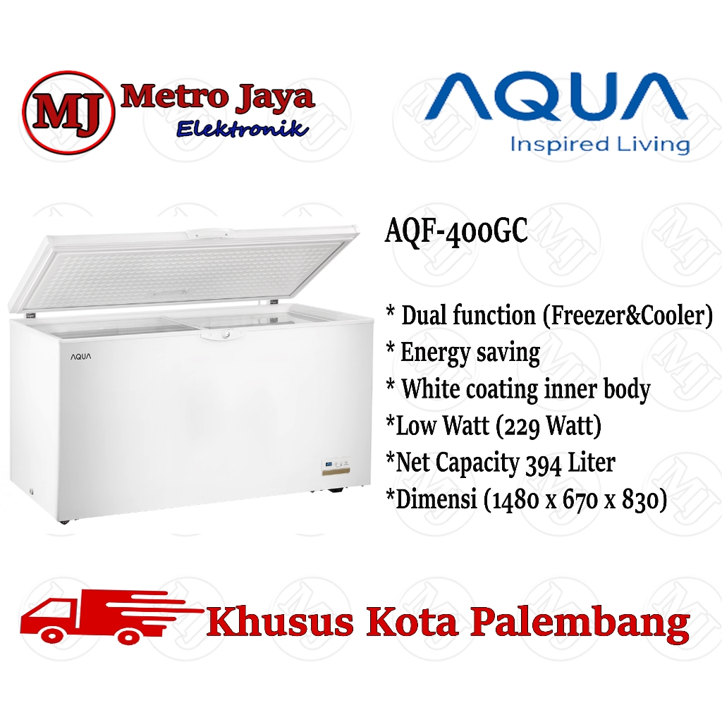 Jual Chest Freezer AQUA AQF-400GC 400 Liter AQF 400 GC Freezer Box AQUA ...