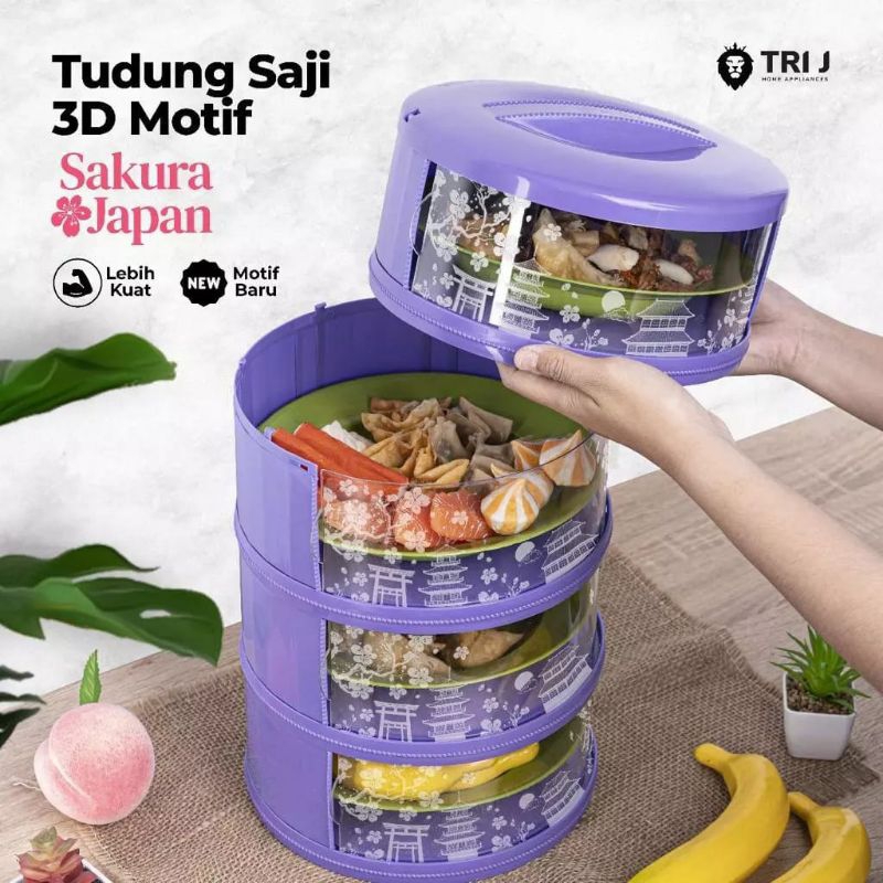 Jual RAK PENYIMPANAN 4 SUSUN TINGKAT / TUDUNG SAJI SAKURA JAPAN | Shopee Indonesia