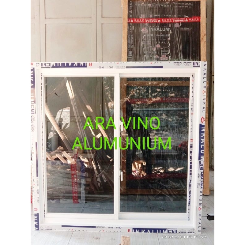 Jual 100x100 jendela sleding aluminium,kusen 3 inchi merek inkalum,kaca ...