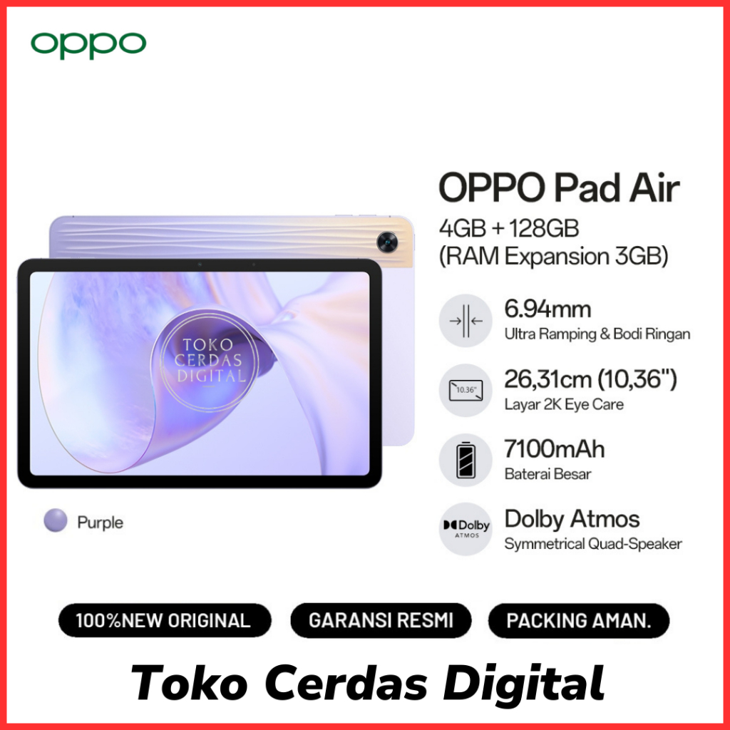 Jual Oppo Pad Air 4/128GB [ Tablet ] [ Tab ] Garansi Resmi 1 Tahun ...