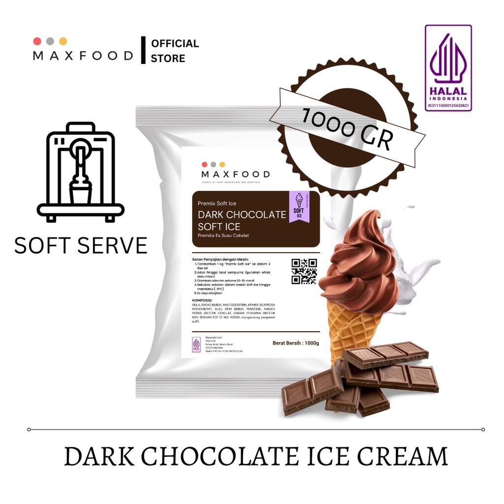 Jual 1 kg Soft Ice Cream Dark Chocolate / Bubuk Es Krim Rasa Dark ...