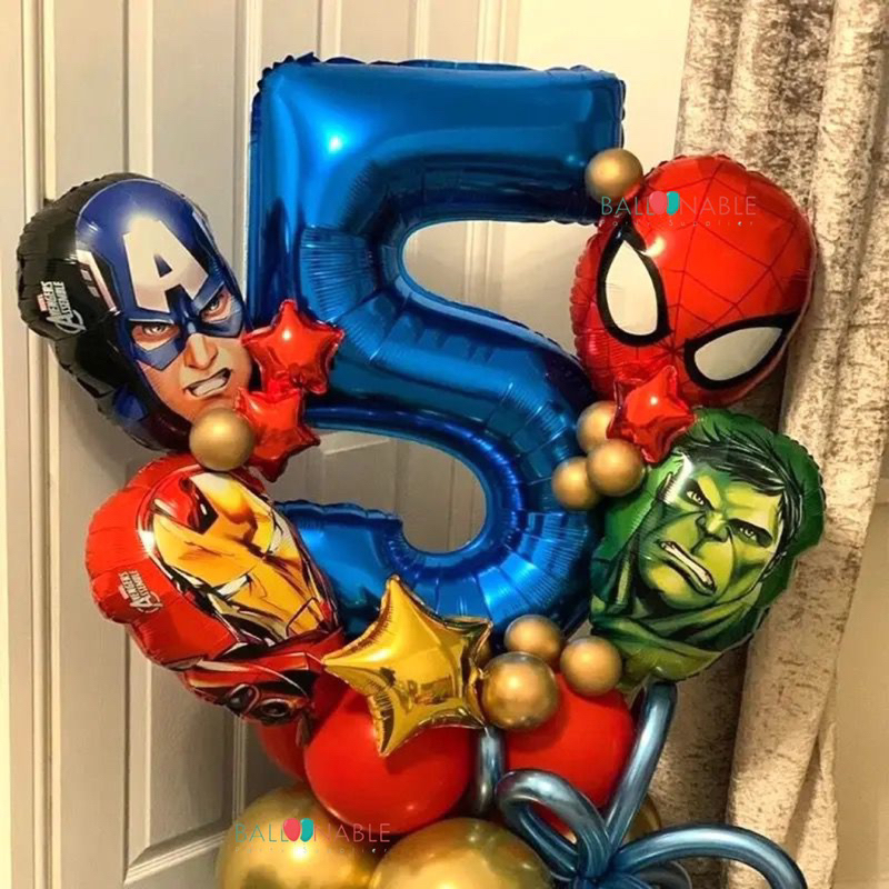 Jual Paket Dekorasi Balon Angka Tema Face Super Hero (PD221) | Shopee ...