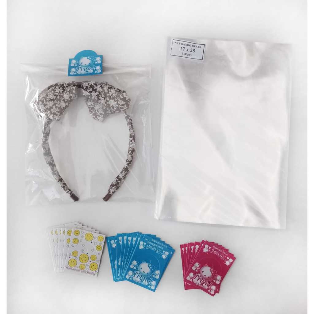 Jual 100 Set Plastik Bando Besar dan Label Aksesoris Plastik Opp Tanpa ...