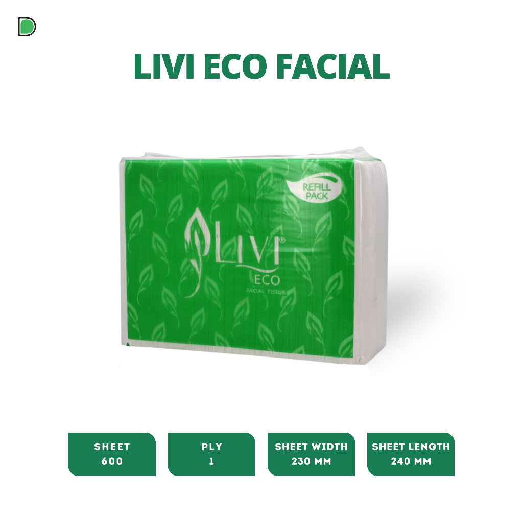 Jual Tissue LIVI Eco Facial Refill 600's 2Ply / Tisu Wajah Facial 2ply ...