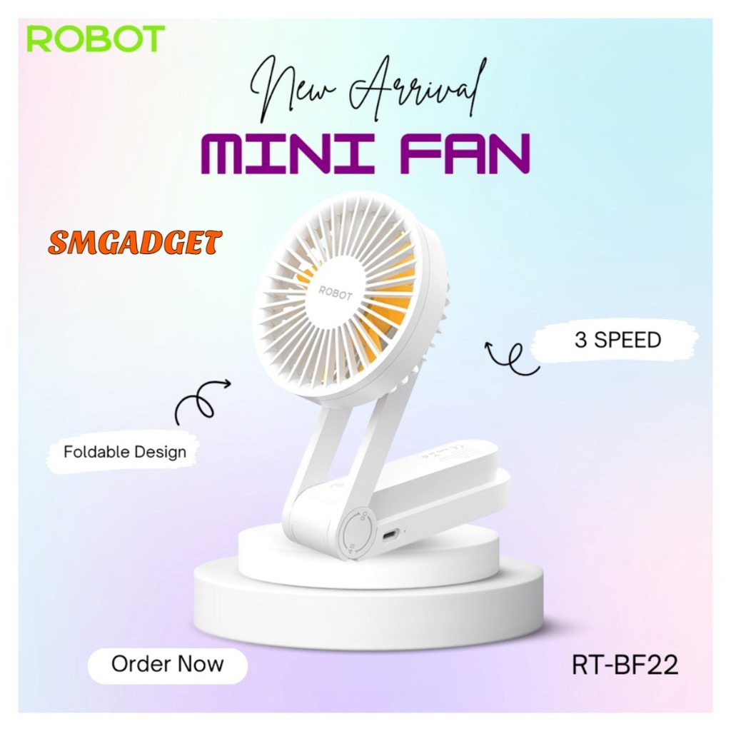 Jual ROBOT RT-BF22 Mini Fan Foldable Kipas Angin Portable 1200mAh USB C ...