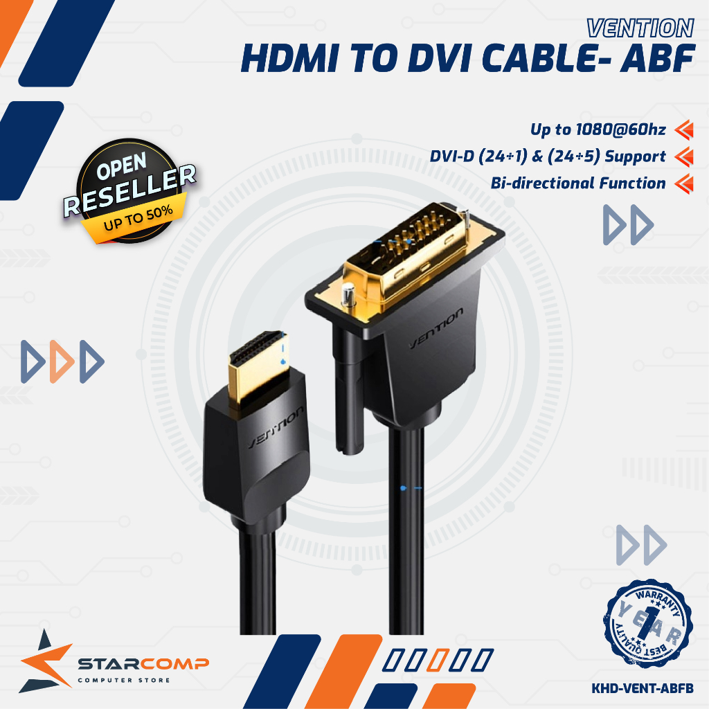Jual Vention ABF Kabel HDMI Male to DVI Male 1080p @60hz Cable ...