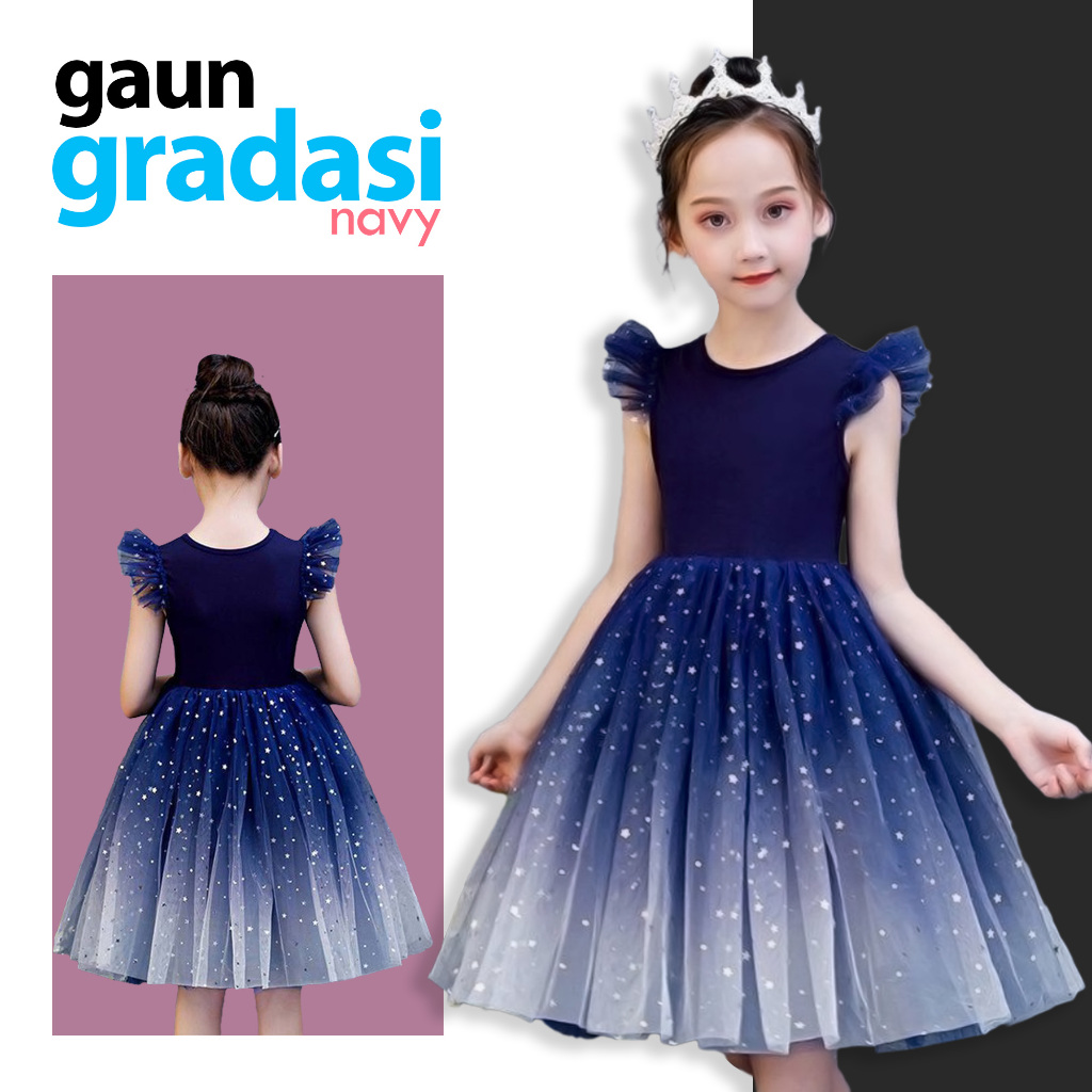 Jual [princesscoco] 1-9 Tahun Gaun Anak Perempuan Baju Putri Gradasi ...