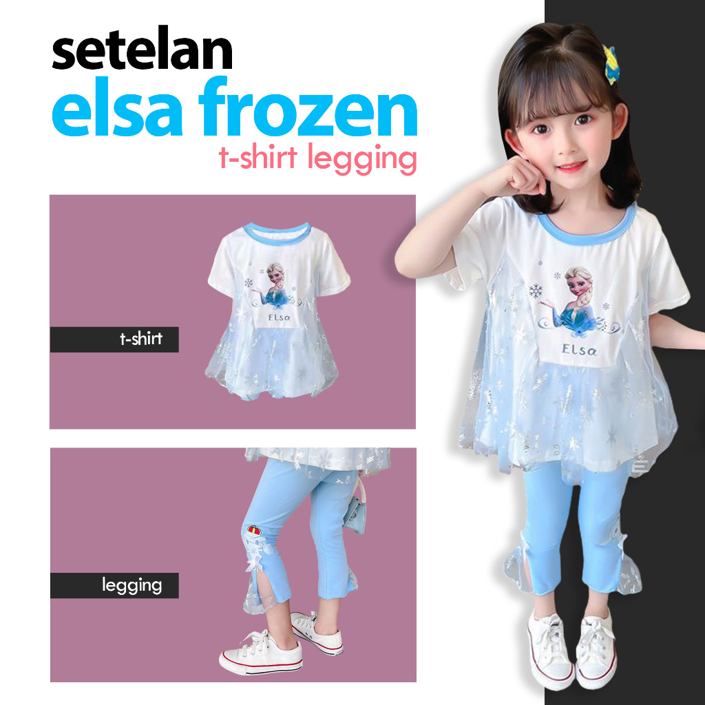 Jual [princesscoco] 1-8 Tahun Setelan Elsa Frozen Legging Anak ...