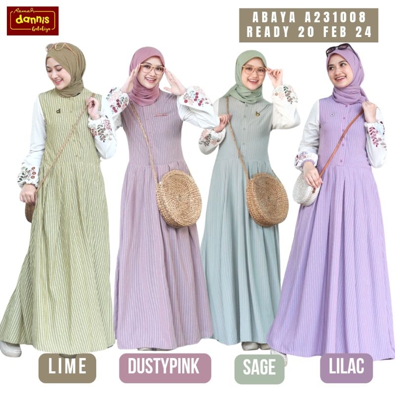 Jual Abaya Dannis Terbaru A231008 Gamis Dewasa Dress Katun Bordir ...
