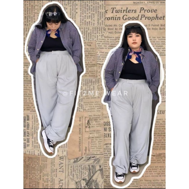 Jual FIT2ME WEAR - ASH GREY CULLOTE HIGHWAIST - BIG SIZE (DEFECT NODA ...