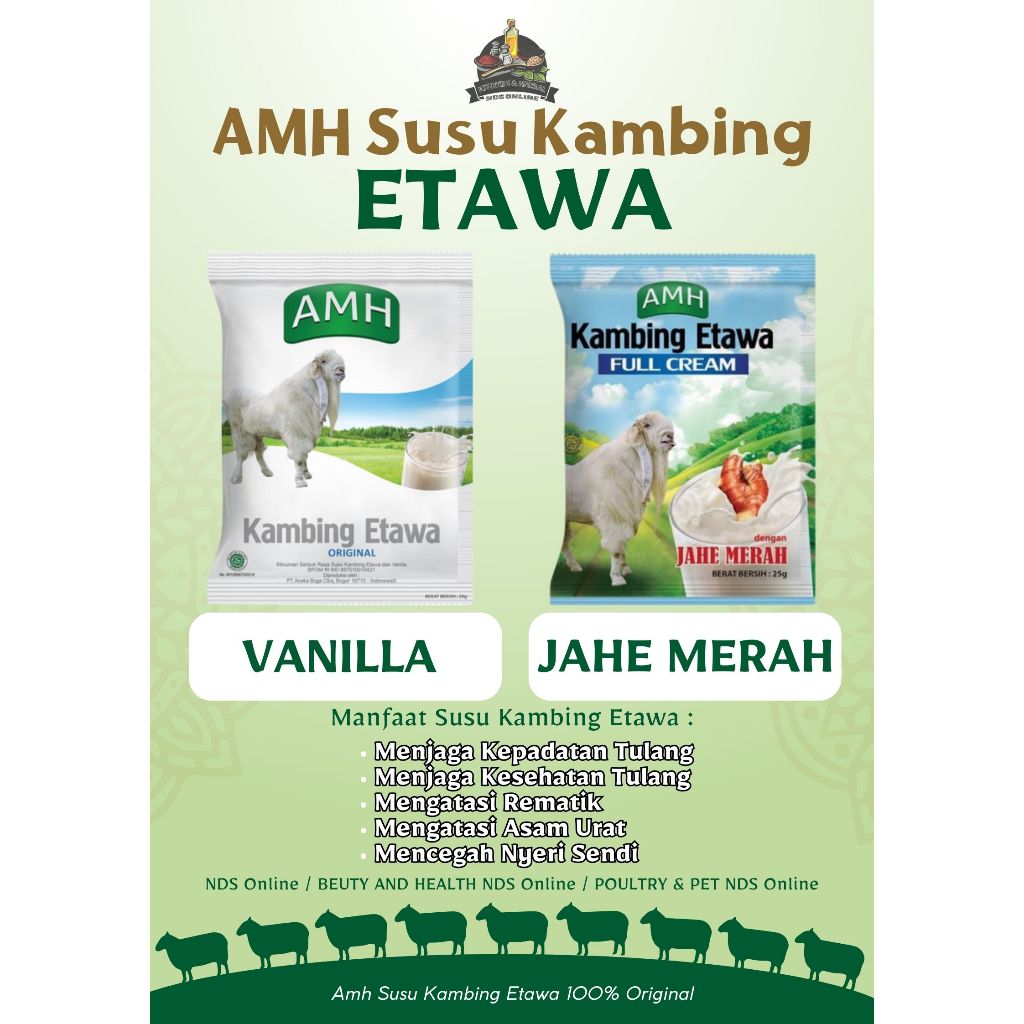 Jual Susu Kambing Etawa AMH Plus Vanilla, Jahe Merah Kemasan Sachet / Box | Shopee Indonesia