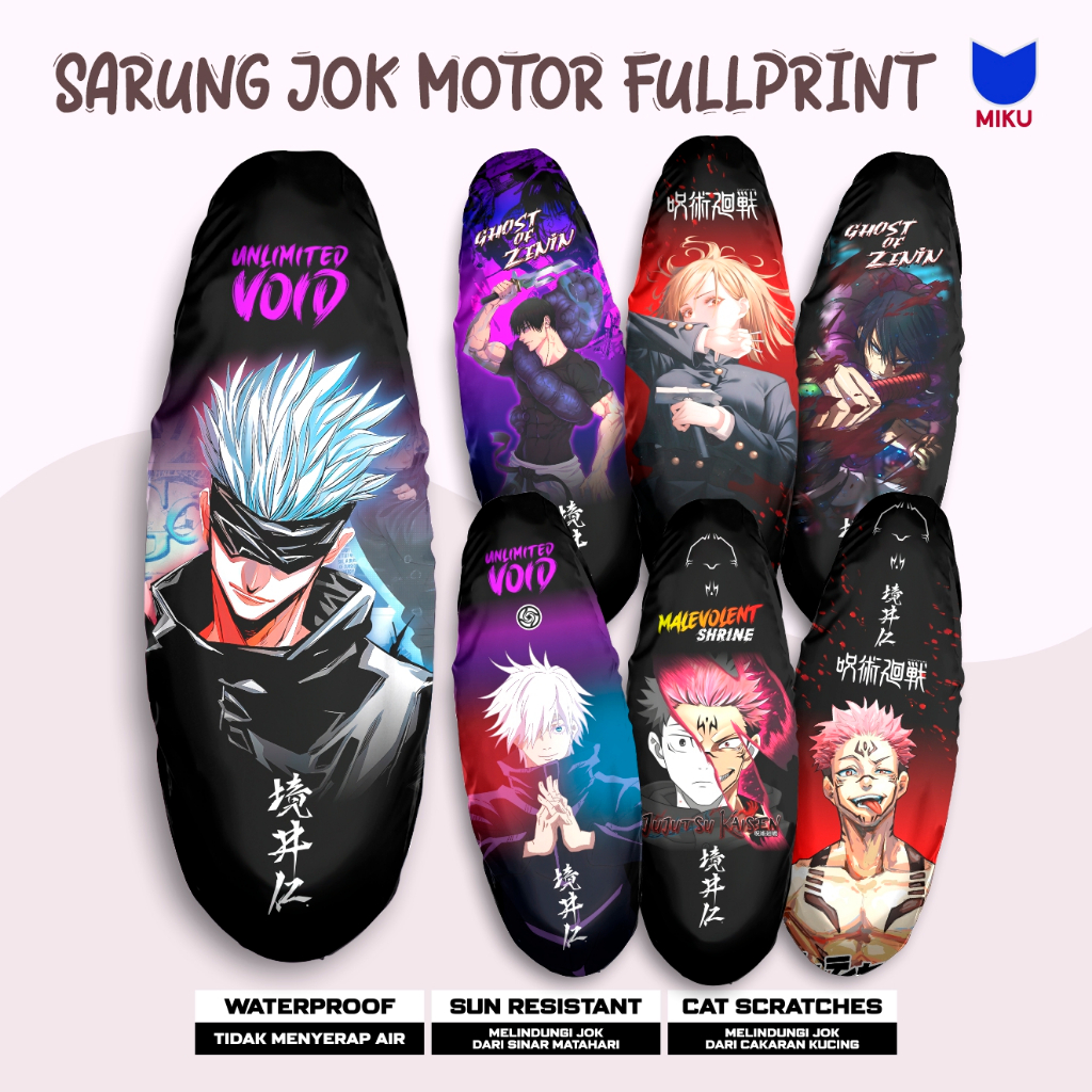 Jual Sarung Cover Jok Motor Fullprint Universal karakter series anime ...