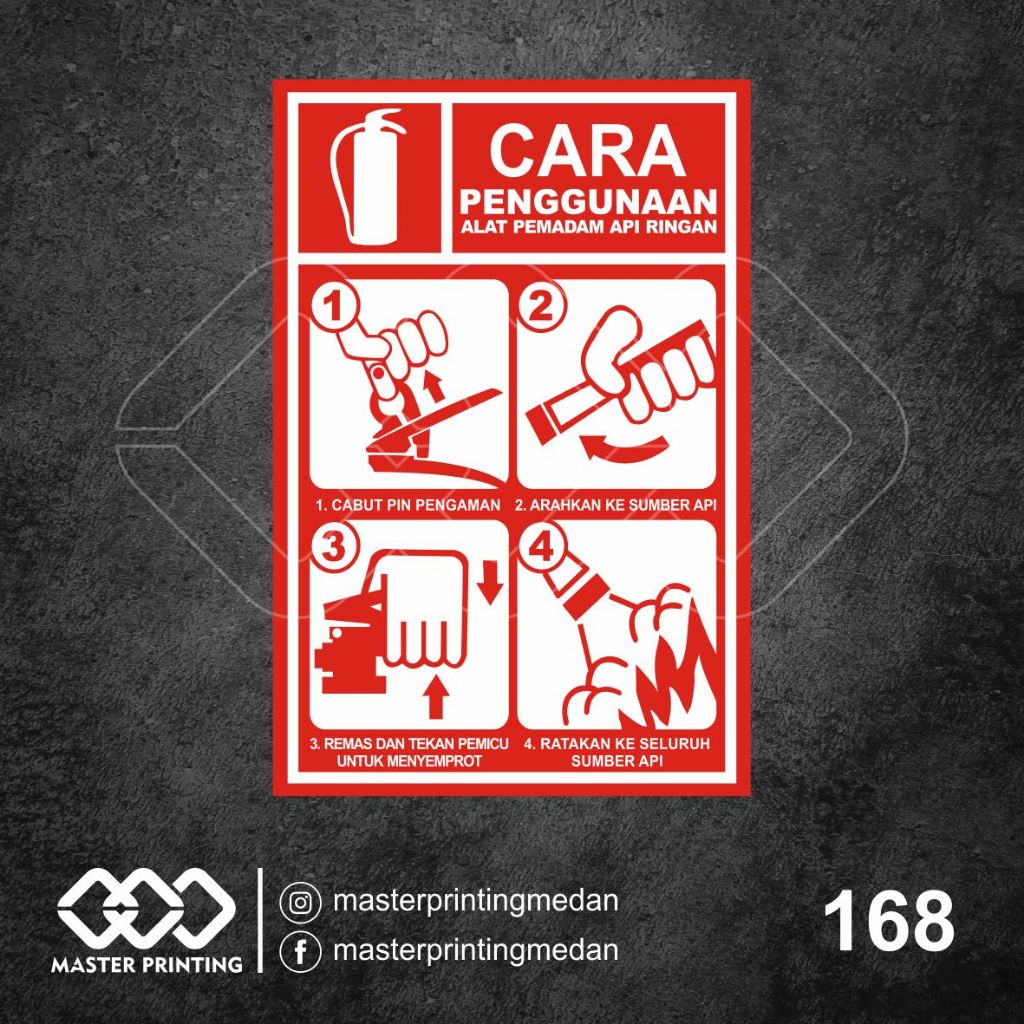 Jual 168 - Stiker Petunjuk Cara Penggunaan APAR, Sticker Vinyl, Premium ...