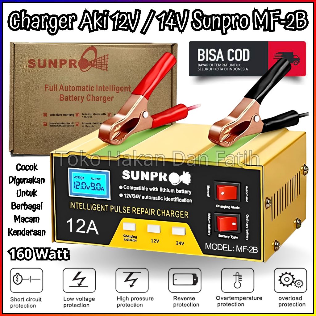 Jual Charger Aki Mobil 12A / Cas Aki Mobil 12V/24V 6-105AH / Smart Fast Charger / charger accu ...