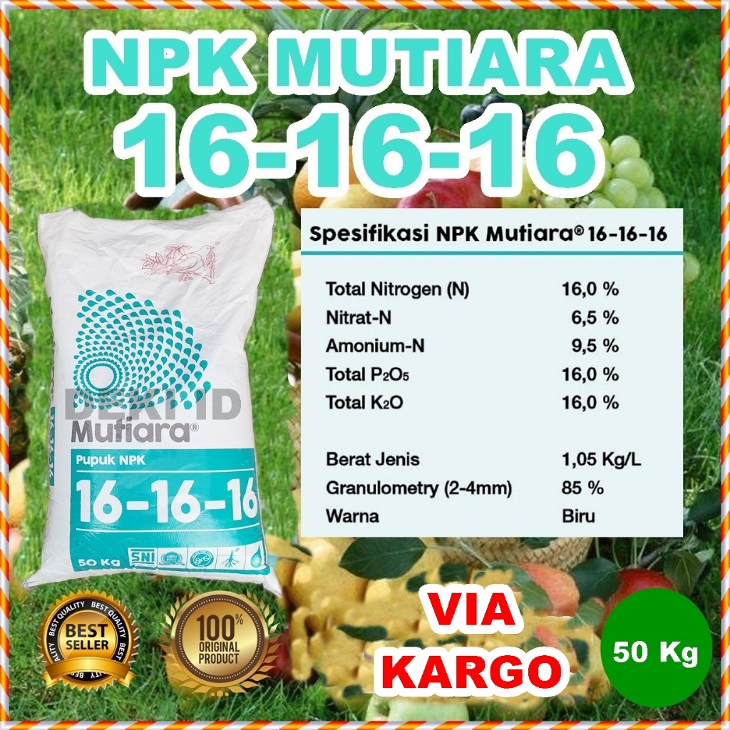 Jual NPK Mutiara 161616 Meroke 50 Kg Via Kargo Kemasan Pabrik Pupuk ...
