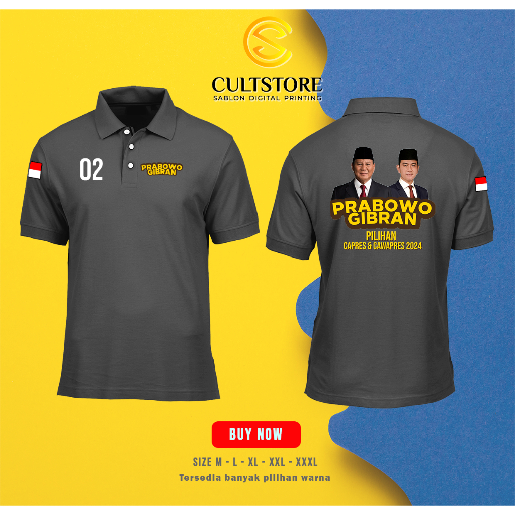 Jual KAOS POLO PRABOWO GIBRAN CAPRES DAN CAWAPRES 2024 INDONESIA | Shopee Indonesia