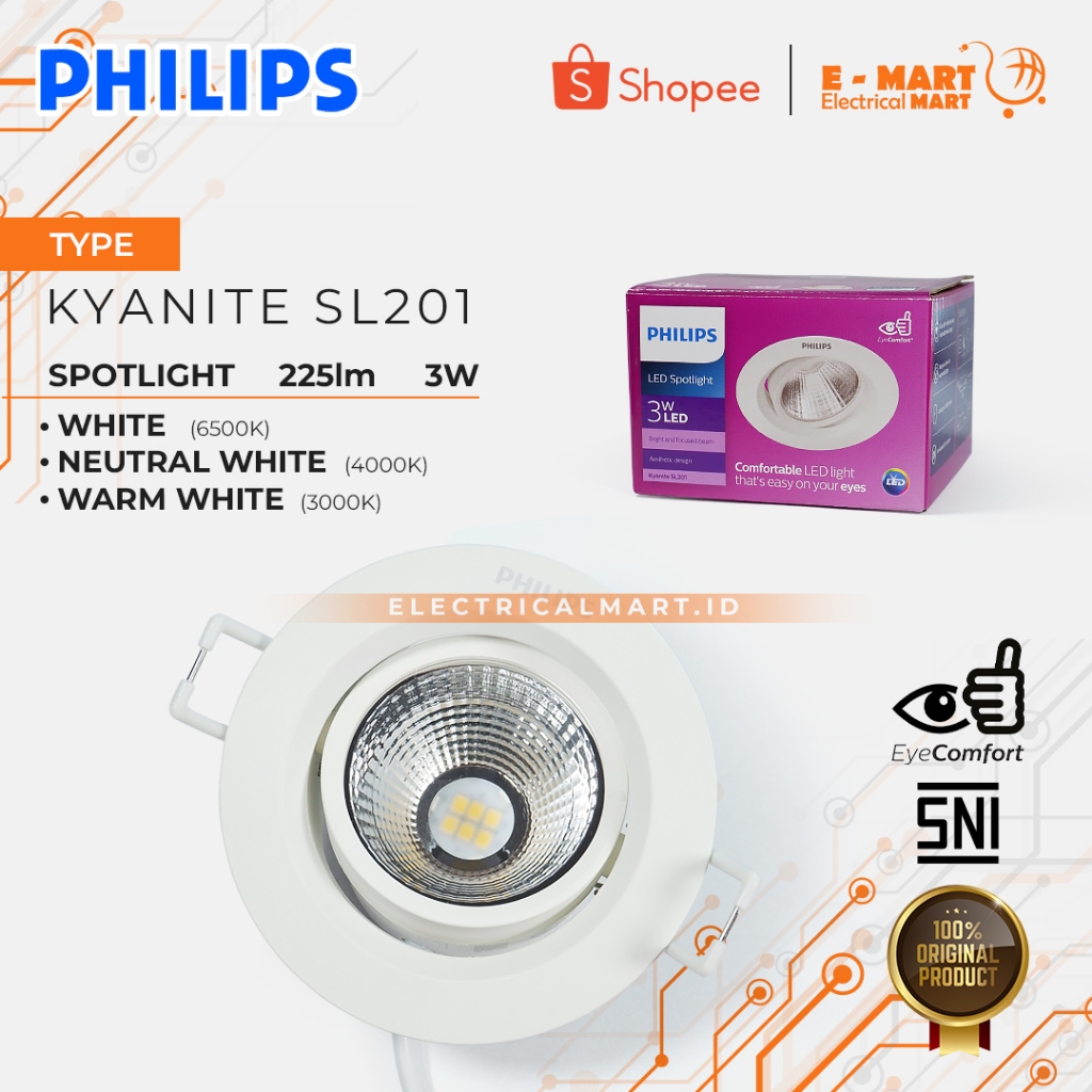 Jual LAMPU DOWNLIGHT LED PHILIPS KYANITE 3 WATT SPOTLIGHT 2700K/4000K | Shopee Indonesia