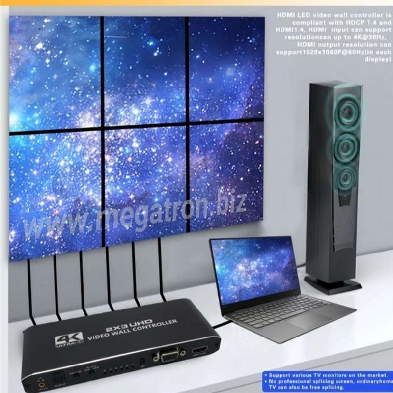 Jual 4K 3x2 Video Wall Controller (menggabungkan 6 TV jadi 1 tampilan ...