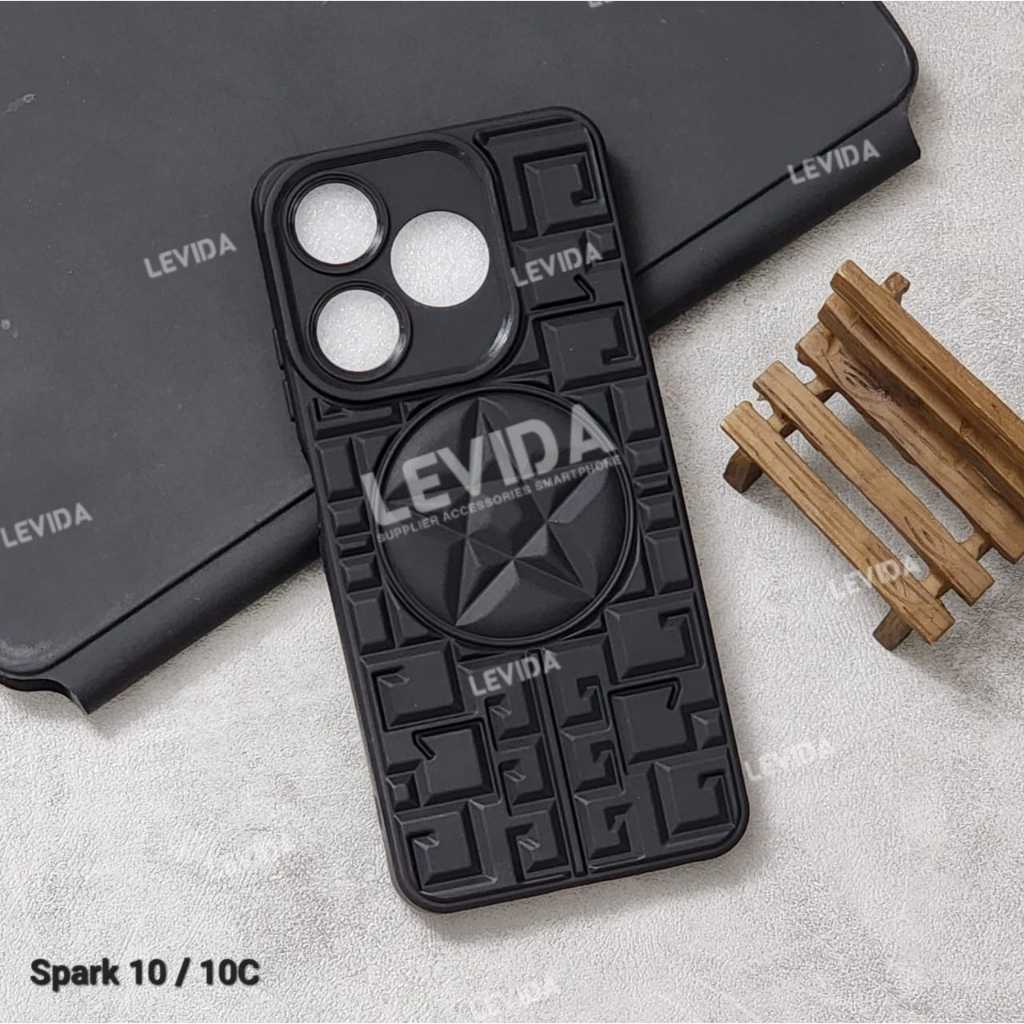 Jual Tecno Spark 10C Case 3D Star Case Jaket 3D Macaron Black Tecno ...
