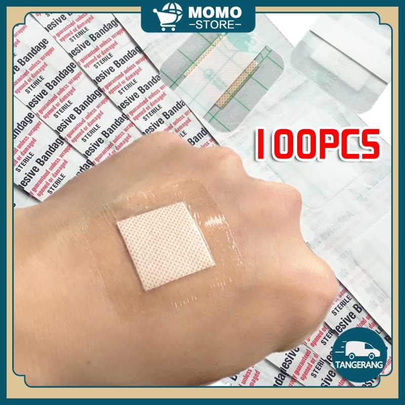 Jual 100 Buah Plester Kuadrat PU Square Band Aid Transparan Anti Air 38 ...