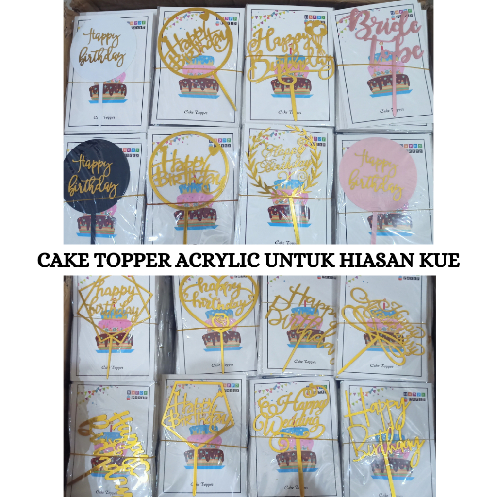 Jual CAKE TOPPER ACRYLIC HAPPY BIRTHDAY WEDDING ANNIVERSARY BRIDE UNTUK HIASAN KUE | Shopee ...