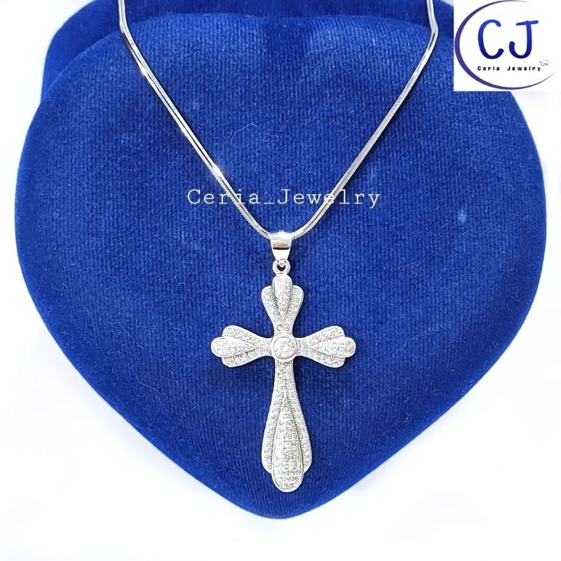 Jual Kalung Perak Asli Silver Wanita 925 Lapis Emas Putih Model Kalung ...