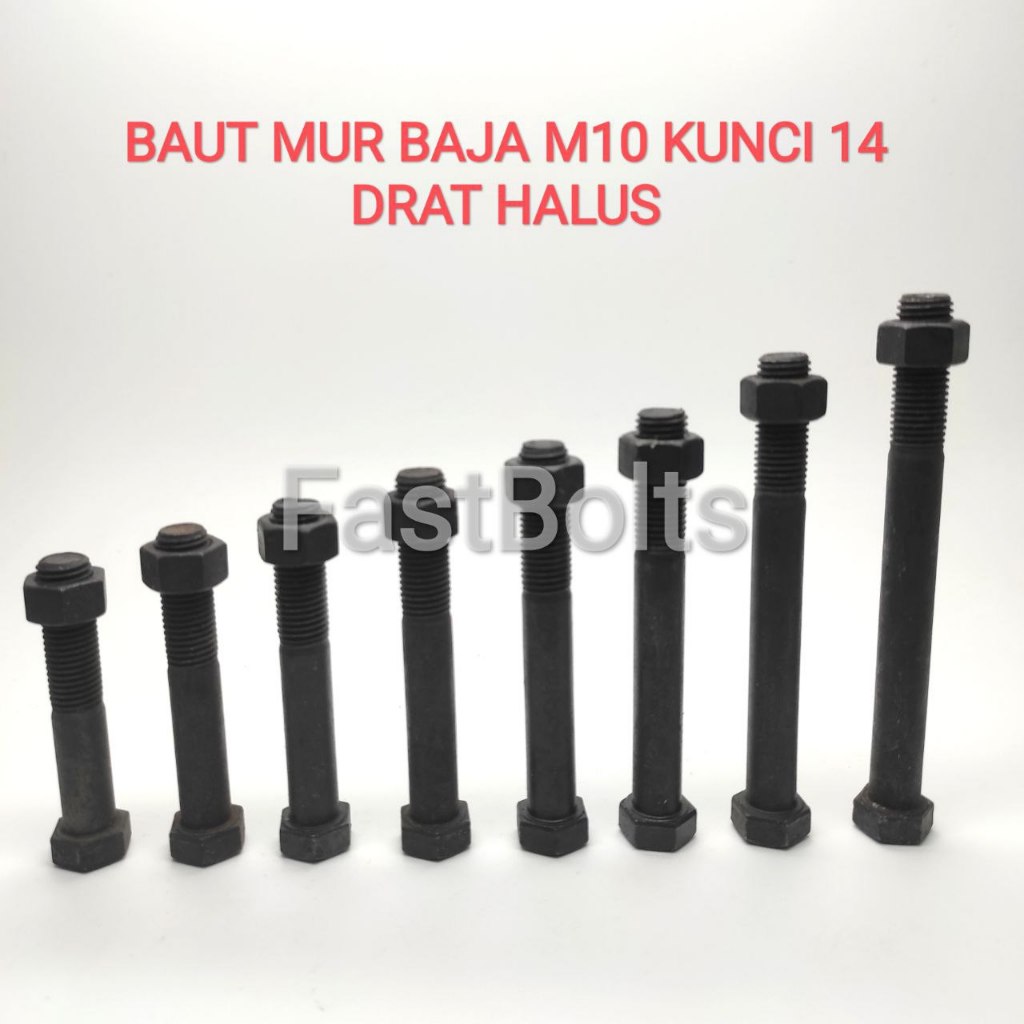 Jual BAUT DAN MUR Baja 14 M10 DRAT HALUS PANJANG 5,5-10CM | Shopee ...