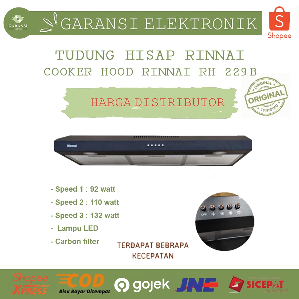 Jual RINNAI RH-229B RH 229B SLIM COOKER HOOD 90cm BLACK- PENGHISAP ASAP ...
