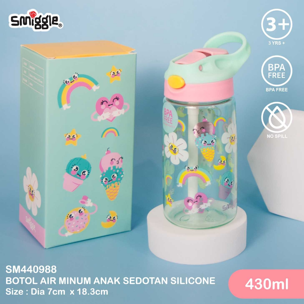 Jual BOTOL SMIGGLE JUNIOR BOTOL AIR MINUM ANAK SEDOTAN SILICONE 430ML BPA FREE | Shopee Indonesia