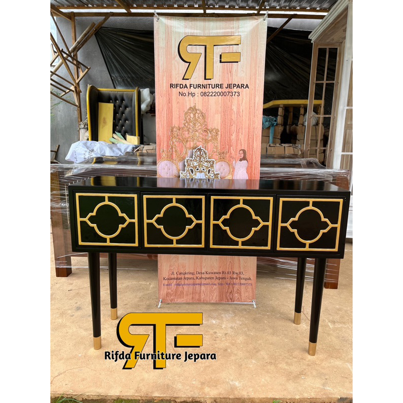 Jual REAL PICT !! Meja Console ornamen gold pintu 4 - meja cabinet jati ...