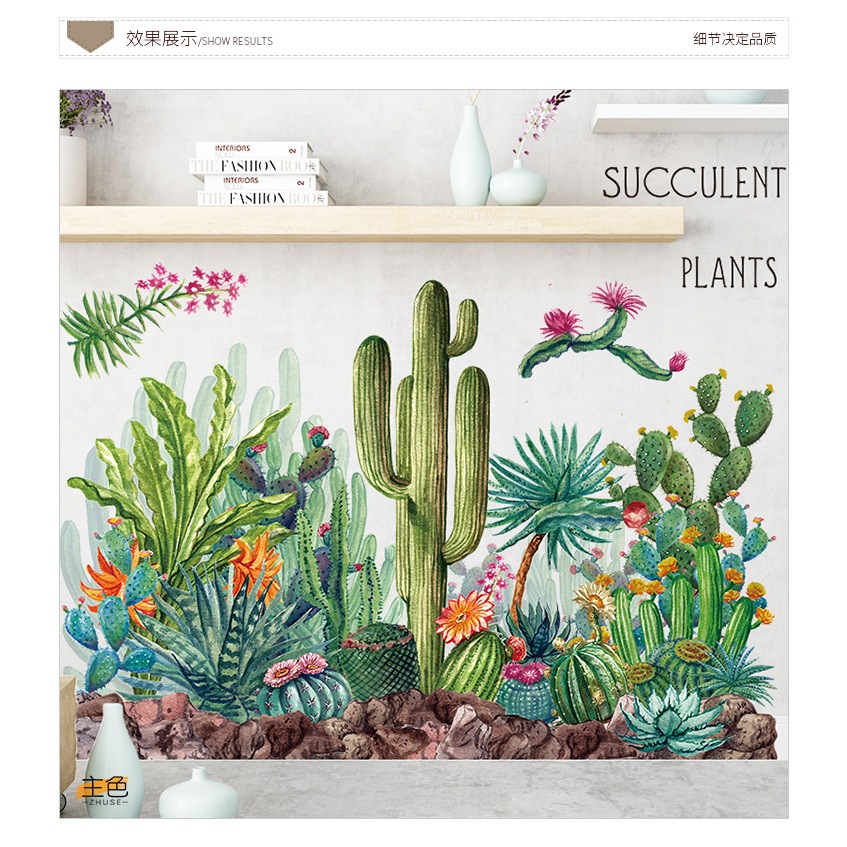 Jual Wall Sticker Dinding Cactus Tropis Wallstiker Wallpaper | Shopee ...