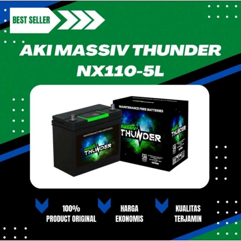 Jual AKI BATTERY MASSIV THUNDER NX110-5L / 80D26L PAJERO FORTUNER LEXUS ...