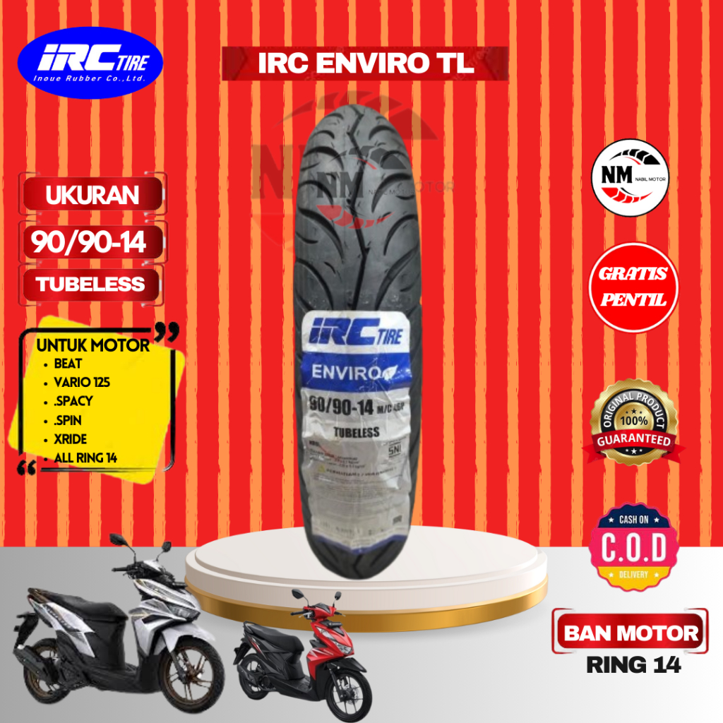 Jual Ban Motor Matic // IRC ENVIRO 90/90 Ring 14 Tubeless | Shopee Indonesia