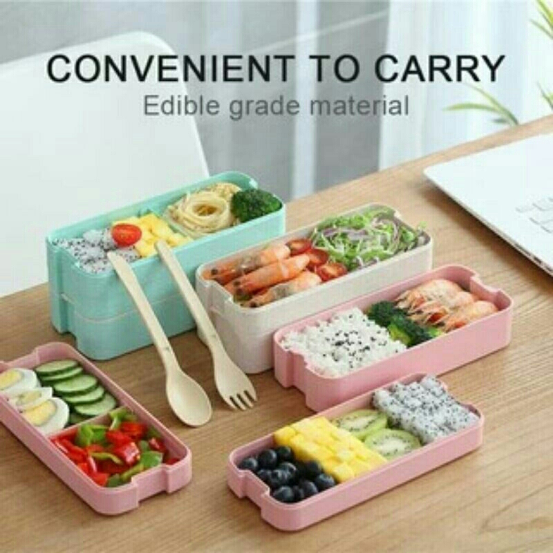 Jual LUNCH BOX 2 SUSUN JERAMI 750 ML KOTAK MAKAN 2 SUSUN KAPASITAS 750 ...