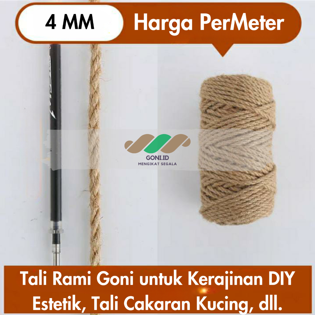 Jual Tali goni 4mm PERMETER tali rami / tali garukan kucing / Tali ...