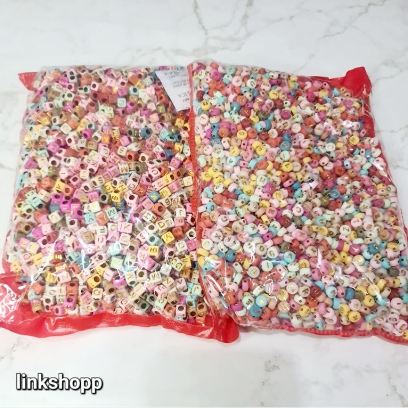 Jual MANIK HURUF ALPHABET A-Z WARNA HURUF EMAS BULAT PIPIH DAN KOTAK ...