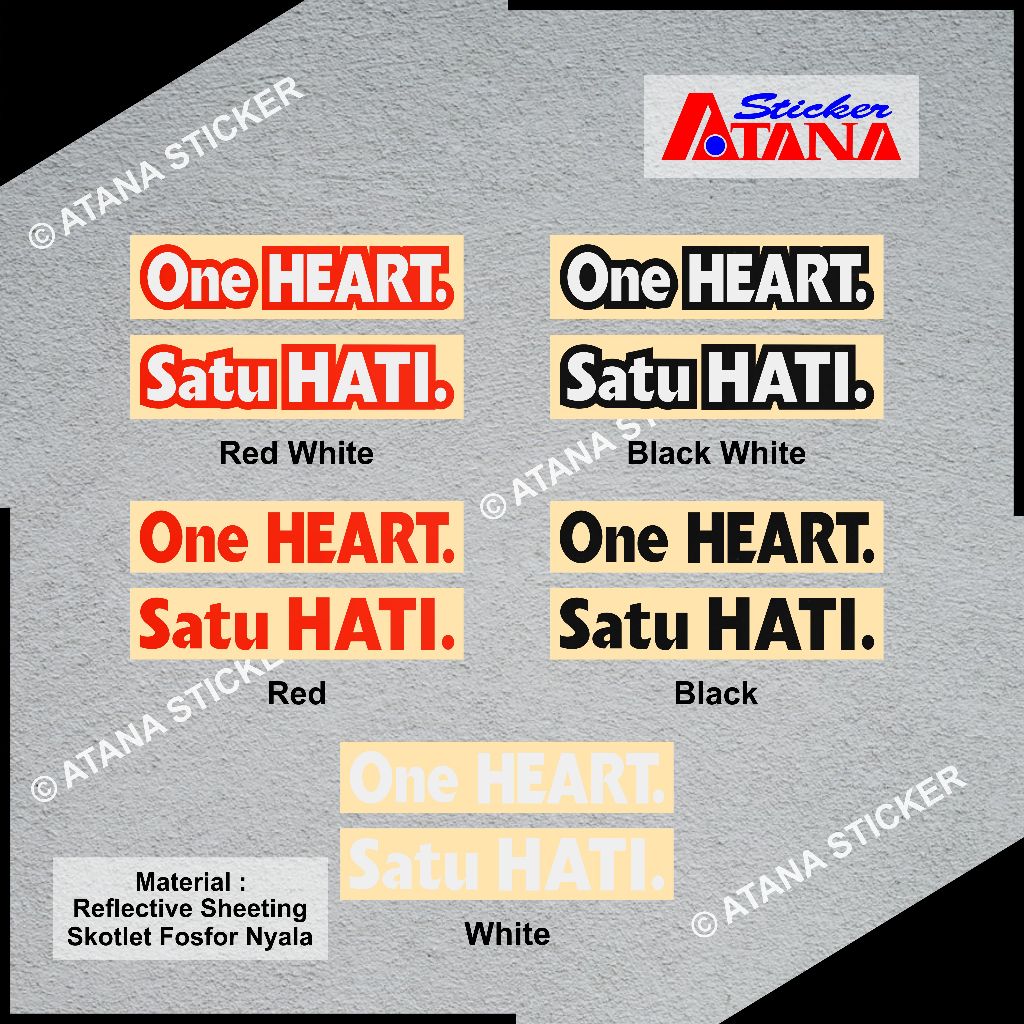 Jual Stiker Cutting Reflektif One Heart Satu Hati Honda Astra Motor Kecil Besar Vario Beat ...
