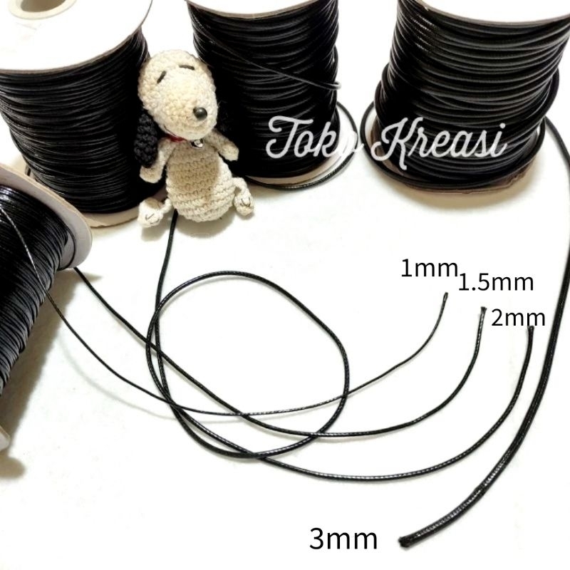 Jual (Per meter) Tali Korea Tali Gelang Tali Kulit Hitam Uk 1mm 1.5mm ...