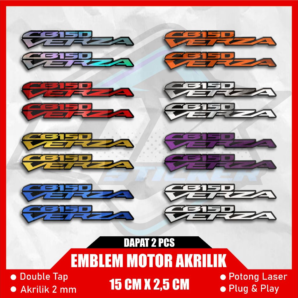 Jual Emblem Motor CB VERZA/ Emblem CB VERZA Timbul / Emblem Akrilik 2mm ...