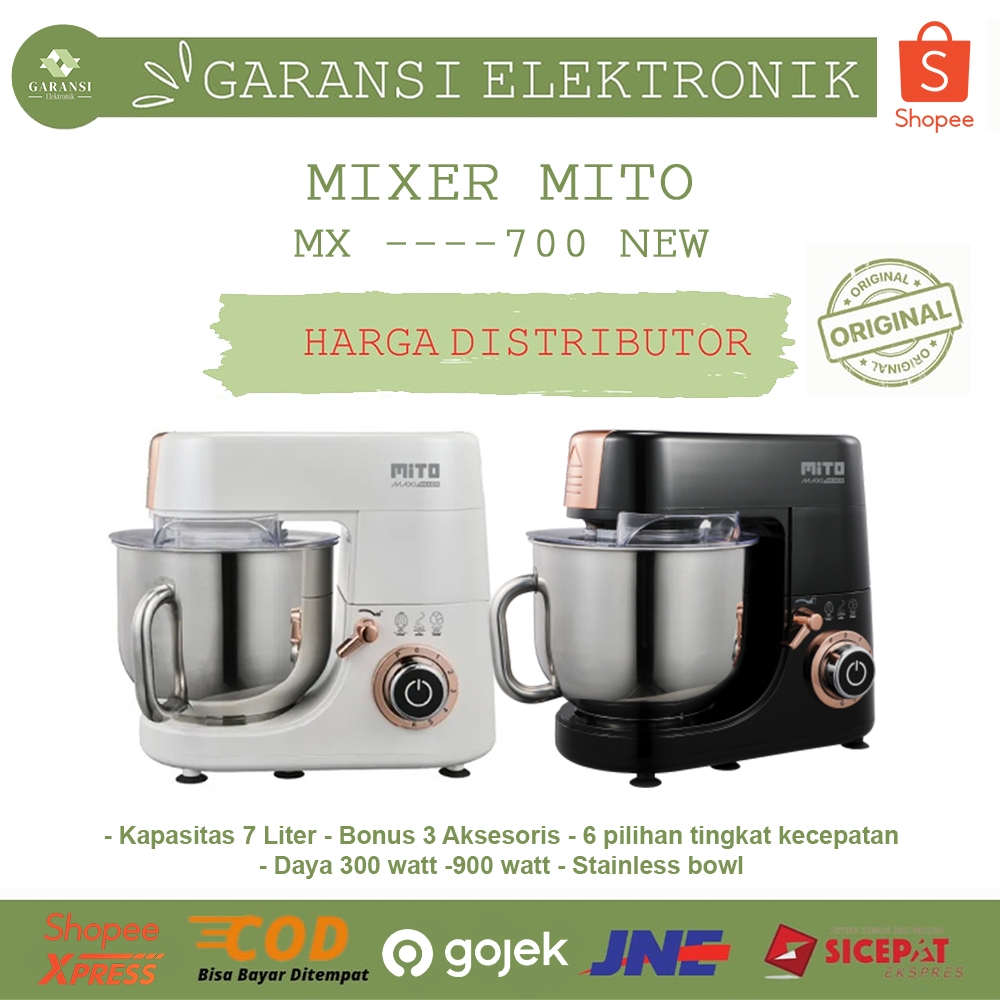 Jual MITO STAND MIXER MX700 MX-700 STAINLESS BOWL MIXER 7LITER BANYAK ...