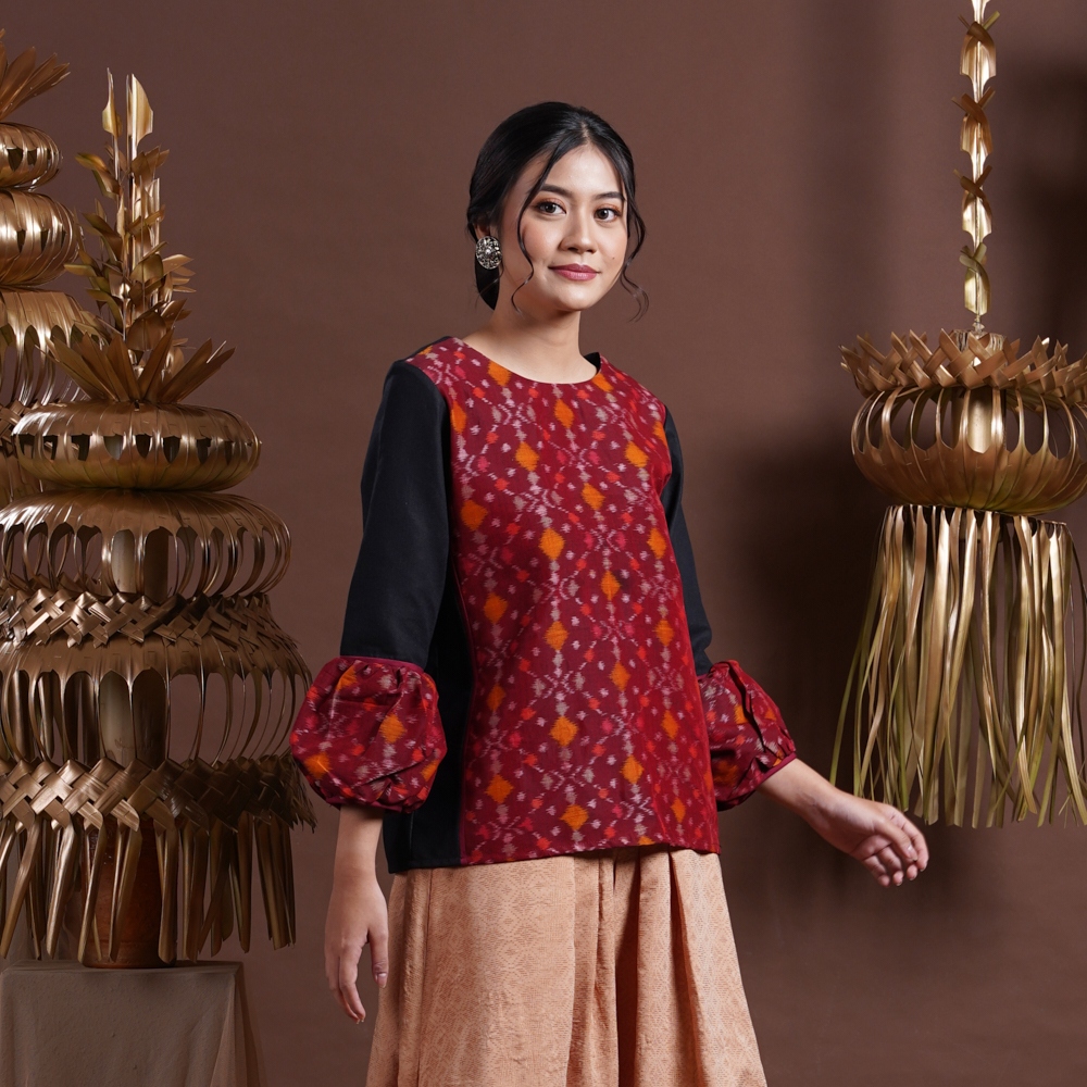 Jual NONA RARA-Kiyo Endek Bali T2572,Baju kerja blouse batik wanita ...
