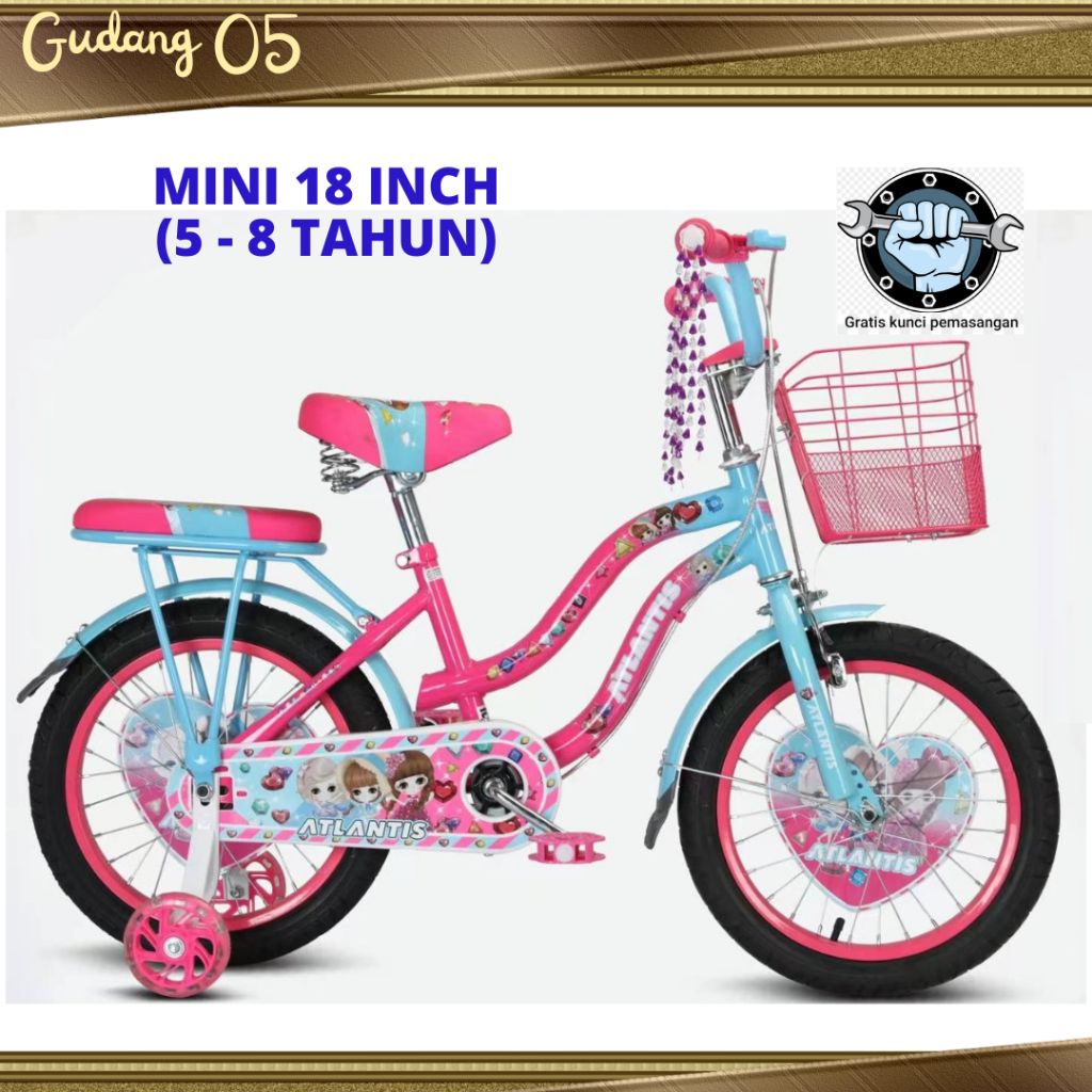 Jual Sepeda anak perempuan 5 samapi 8 tahun ukuran 18 inch | Shopee ...