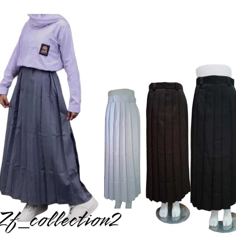 Jual Rok Sekolah SMA/SMK rempel panjang non karet Rok Seragam SMA/SMK lipit Rok Abu-abu,Hitam ...
